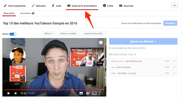 Ajouter des écrans de fin sur ses vidéos YouTube