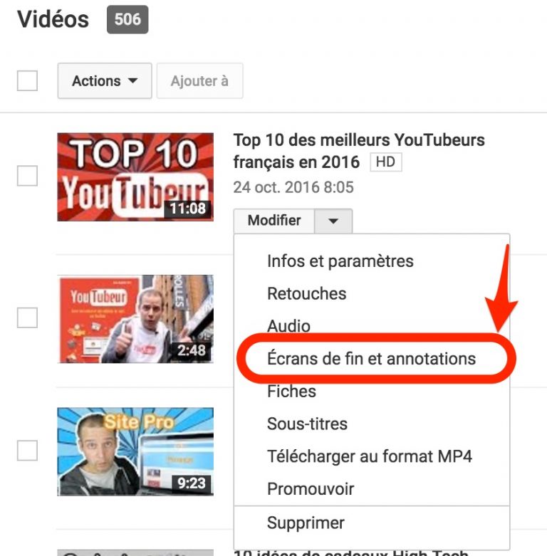 Ajouter des écrans de fin sur ses vidéos YouTube